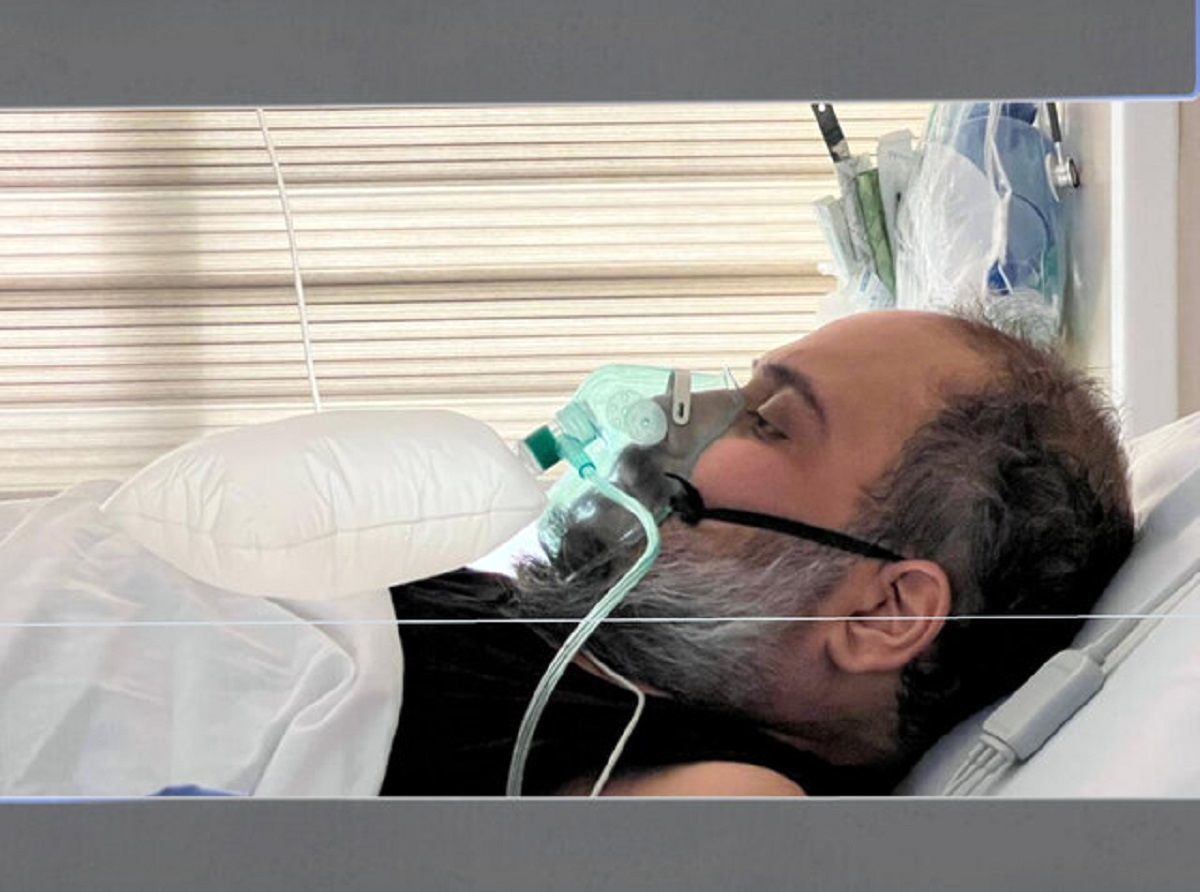 لحظه عاشقانه از رضا داوود نژاد و همسرش غزل بدیعی در بیمارستان پیش از